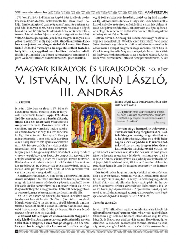 Magyar királyok és uralkodók 10. rész – V. István, IV. (Kun) László ...