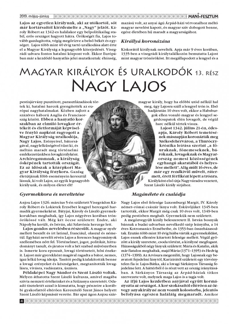 Magyar királyok és uralkodók 13. rész – Nagy Lajos király - Manifesztum